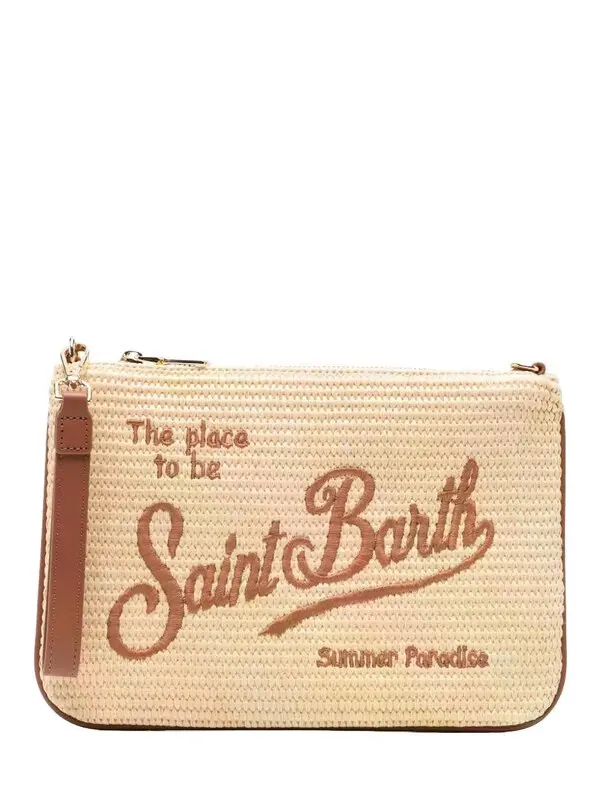 MC2 SAINT BARTH Parisienne Embroidered Woven Clutch - Neutrals