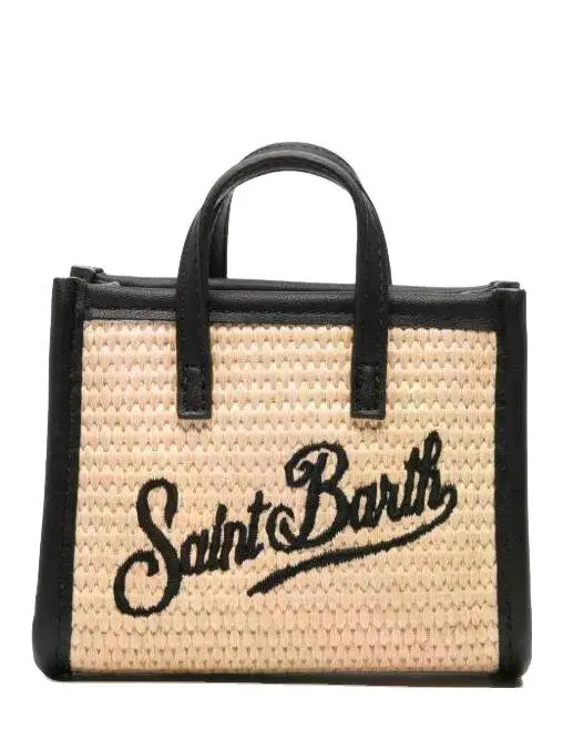 MC2 SAINT BARTH Logo-embroidered Woven Tote - Neutrals