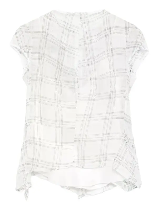 MARC LE BIHAN Check-pattern Sheer Blouse - White