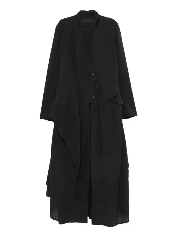 MARC LE BIHAN Crinkled Long Coat - Black