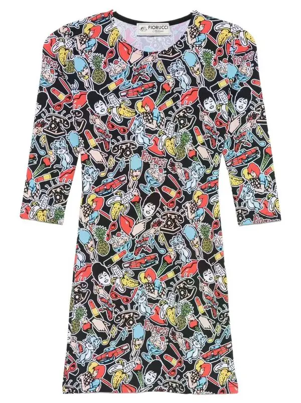 Fiorucci Graphic-print Mini Dress - Black