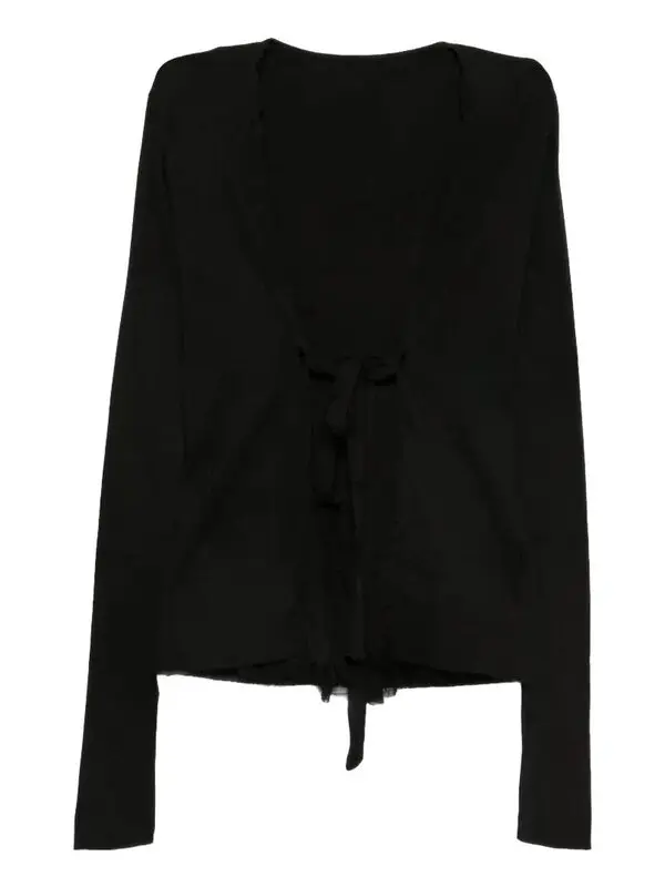 Masnada Ribbed Tie-front Cardigan - Black