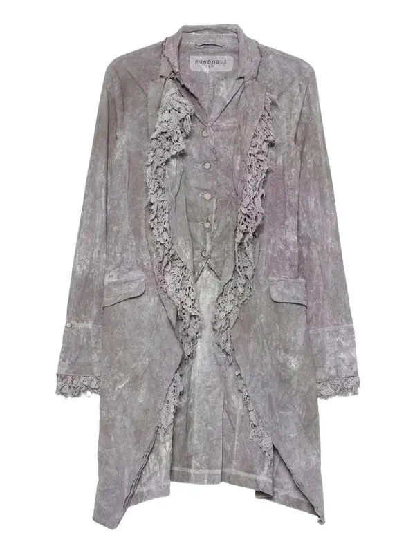 RUNDHOLZ Lace-trimmed Acid-wash Coat - Grey