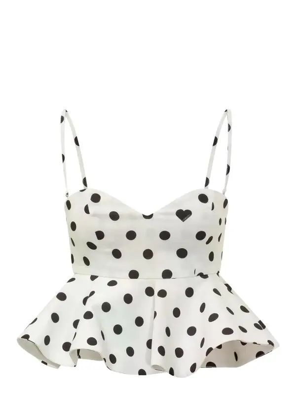 Fiorucci Polka-dot Peplum Top - White