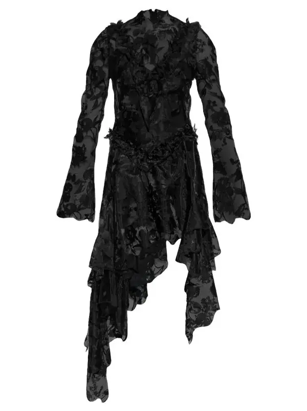 Alexander McQueen Ruffled Asymmetric Dress - Black