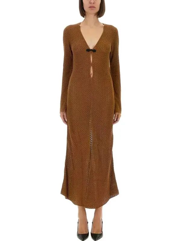 THE GARMENT Tanzania Crochet-knit V-neck Maxi Dress - Brown