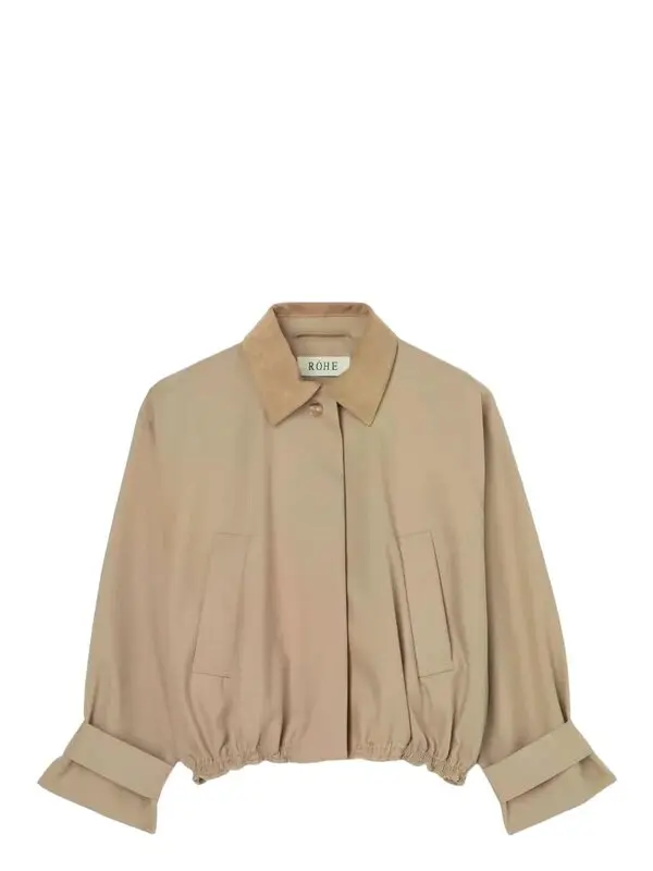 RÓHE Cropped Jacket With Suede Collar - Neutrals