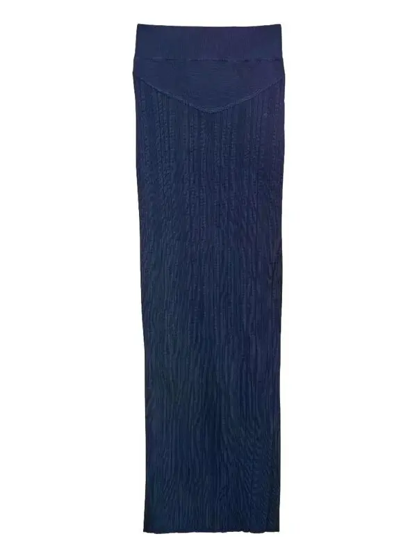 FLEUR DU MAL Ribbed-knit Maxi Skirt - Blue
