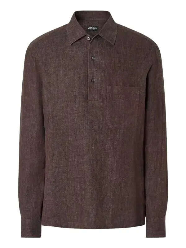 Zegna Oasi Linen Polo Shirt - Brown