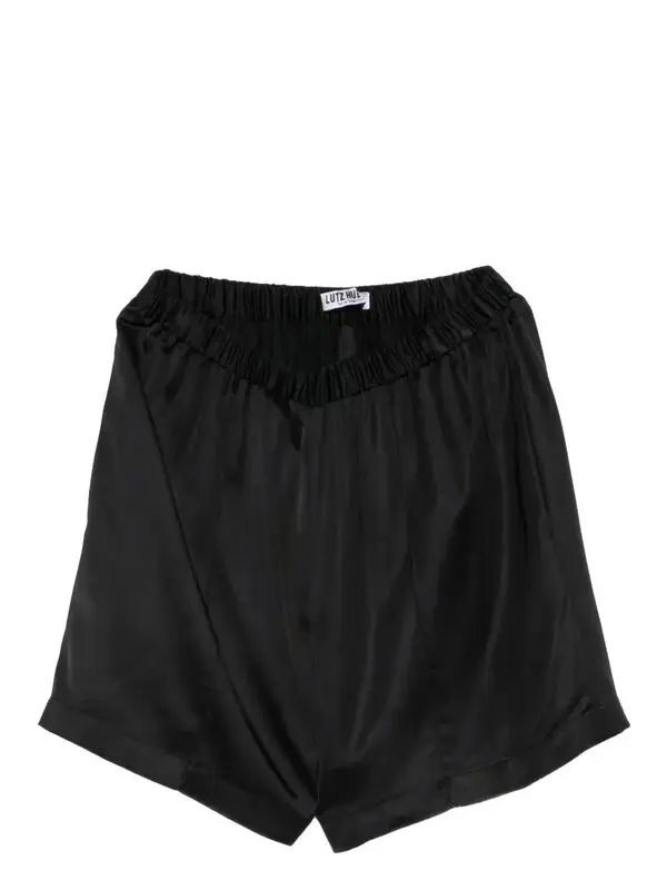 LUTZ HUELLE Elasticated-waistband Satin Shorts - Black