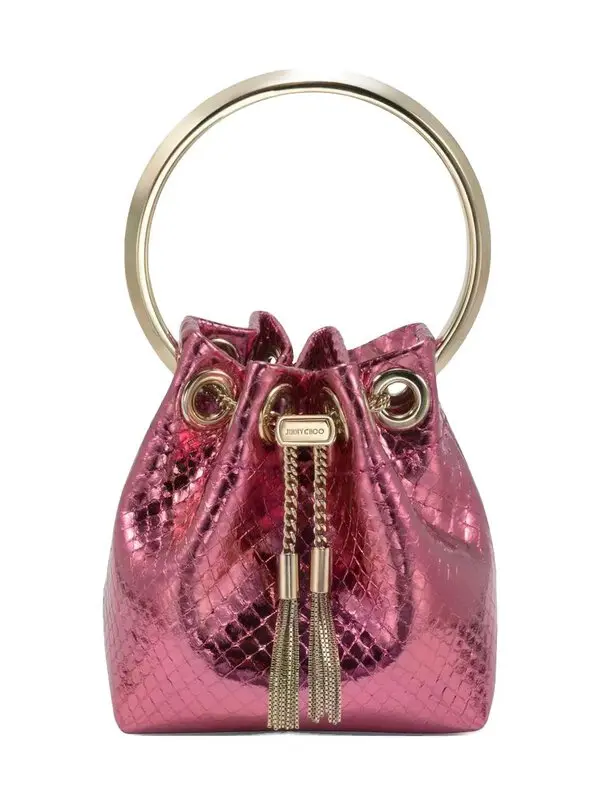 JIMMY CHOO Bon Bon Metallic Bucket Bag - Pink