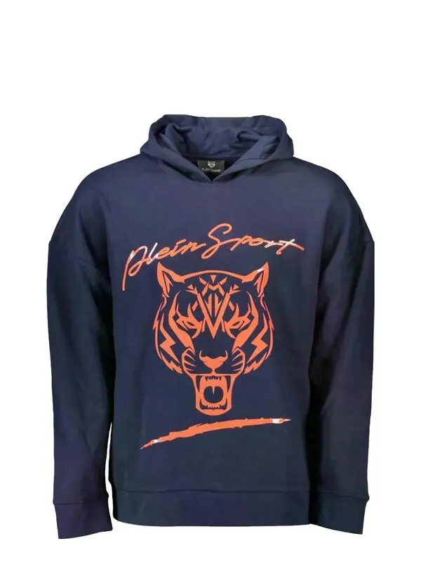 PLEIN SPORT Tiger-print Logo Hoodie - Blue