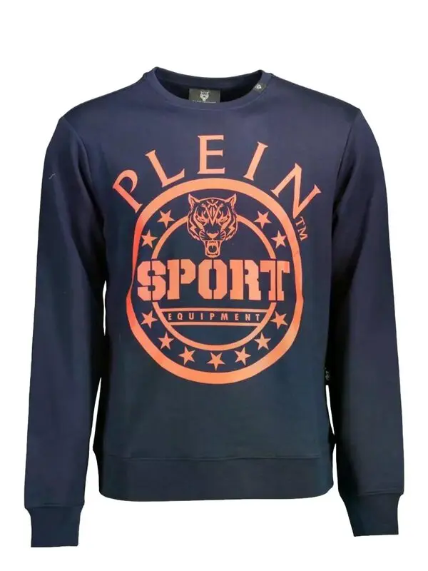 PLEIN SPORT Tiger-print Crew-neck Sweater - Blue
