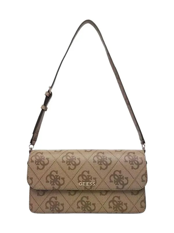 Guess Monogram Crossbody Bag - Brown