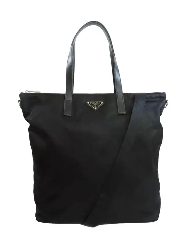 Prada Logo-triangle Tote Bag - Black