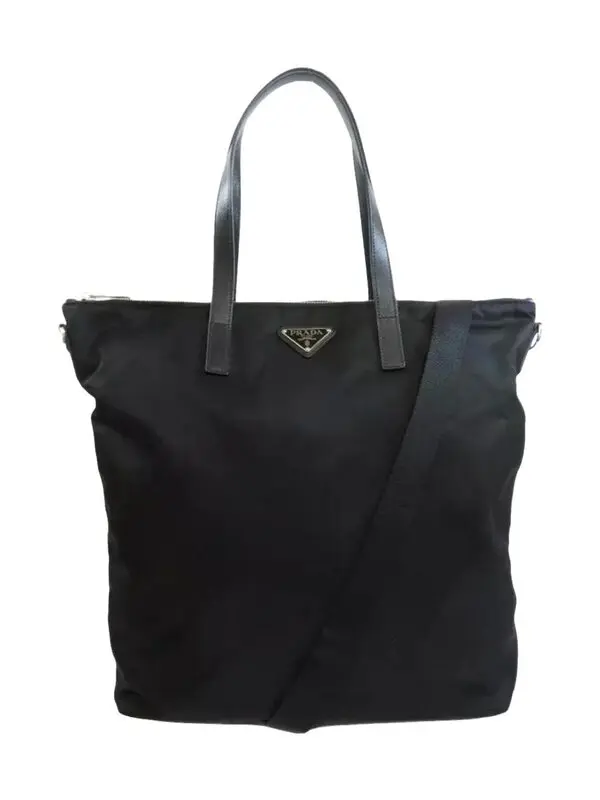Prada Logo-triangle Tote Bag - Black