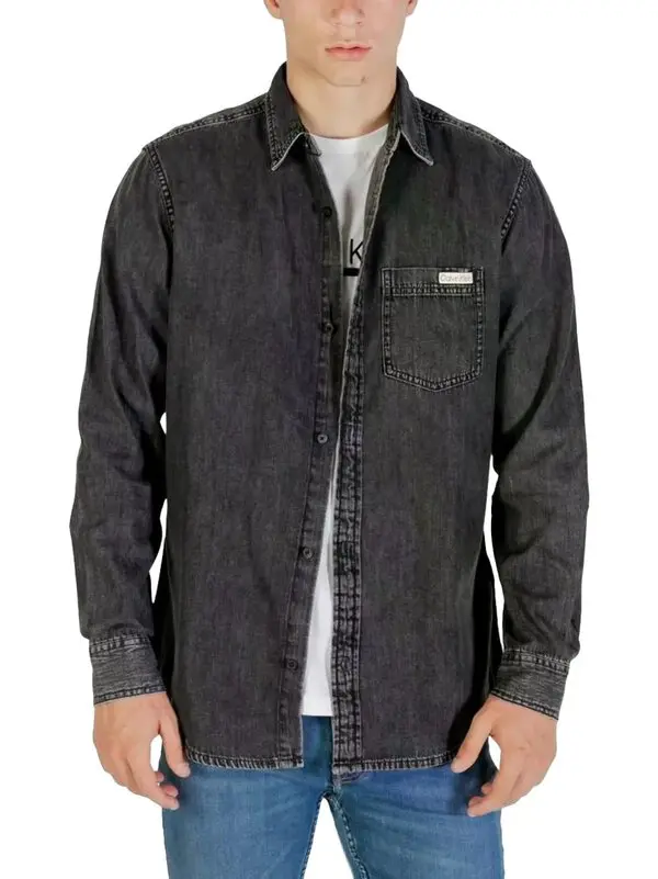 Calvin Klein Washed-denim Shirt - Black