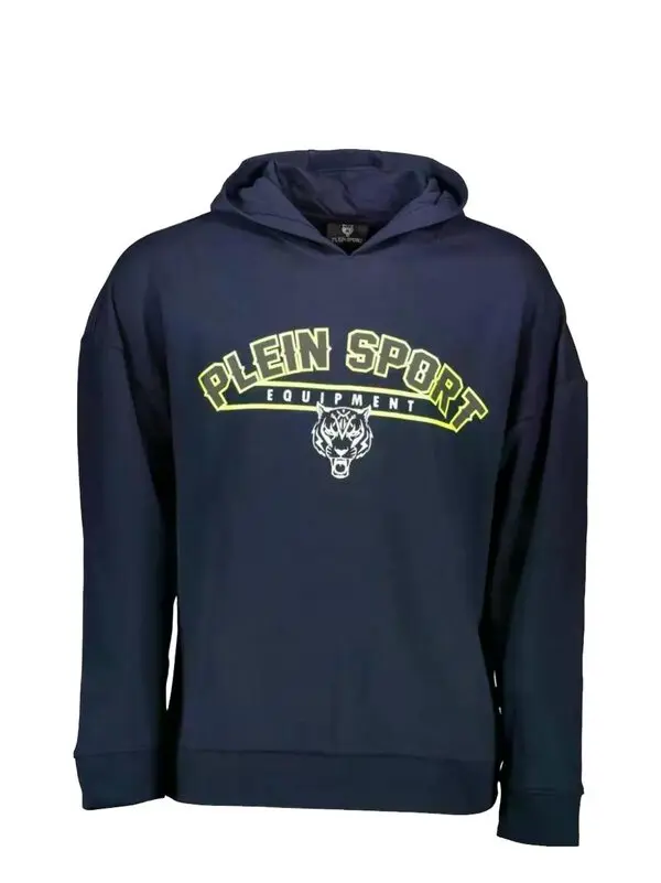 PLEIN SPORT Tiger-print Logo Hoodie - Blue