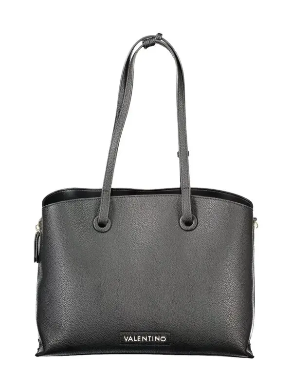 MARIO VALENTINO Grained Tote Bag With Logo Lettering - Black