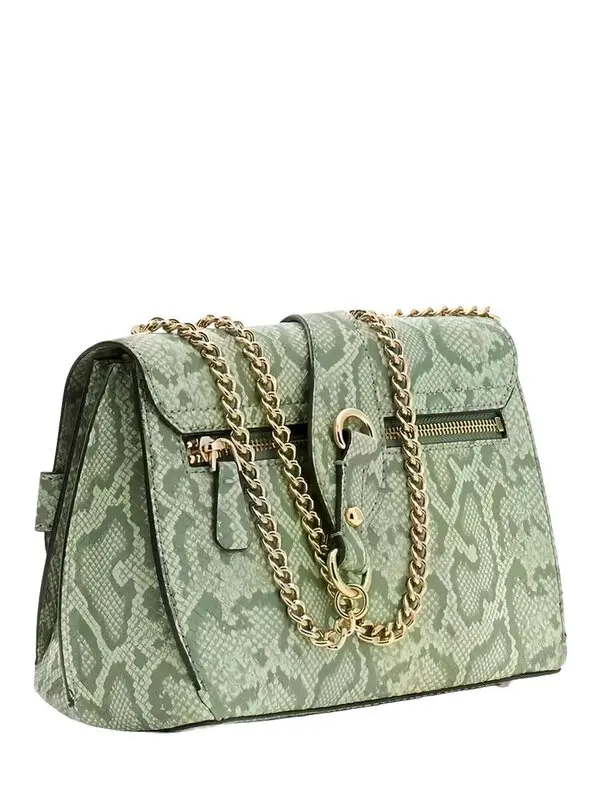 Guess Serenova Snakeskin-print Cross Body Bag - Green
