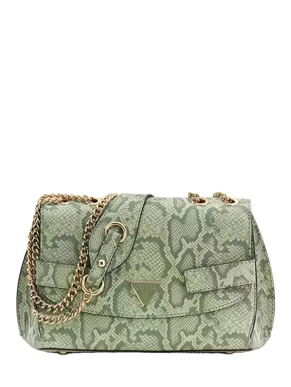 Guess Serenova Snakeskin-print Cross Body Bag - Green