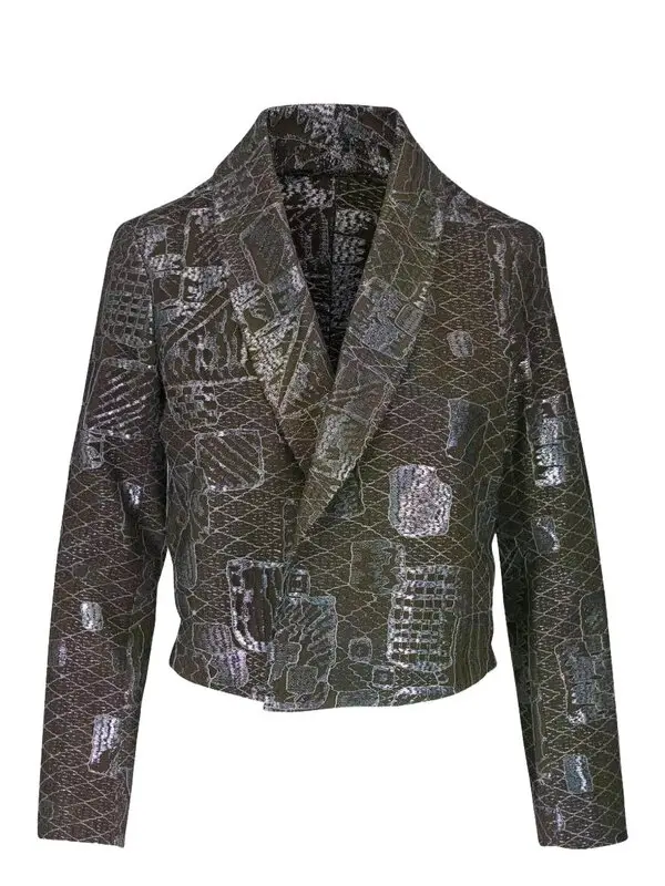 PETER COHEN Patterned Jacquard Jacket - Brown