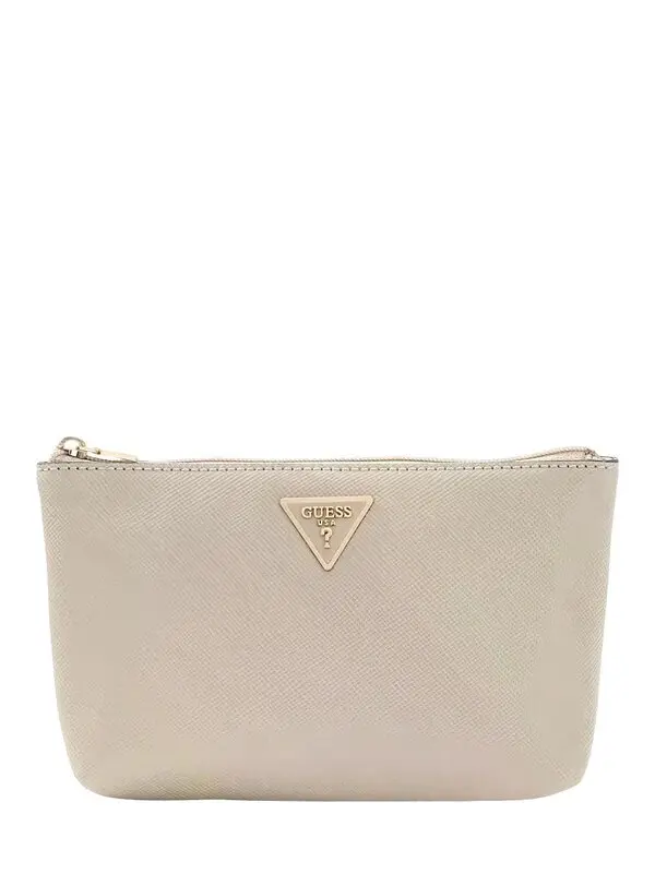 Guess Logo-plaque Makeup Bag - Neutrals