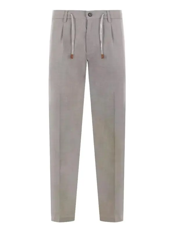 Eleventy Drawstring-waist Pleated Trousers - Grey