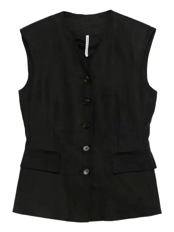 Liviana Conti Button-up Flap-pocket Gilet - Black
