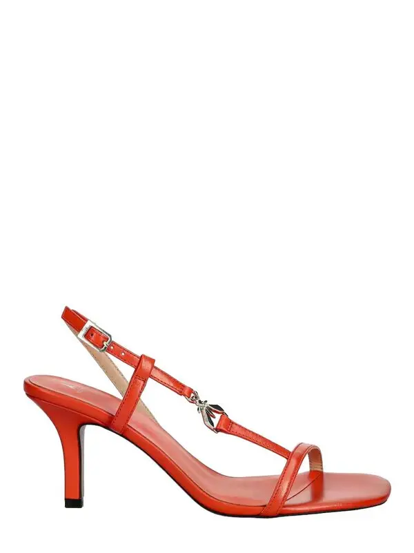 Patrizia Pepe Logo-embellished Leather Sandals - Orange