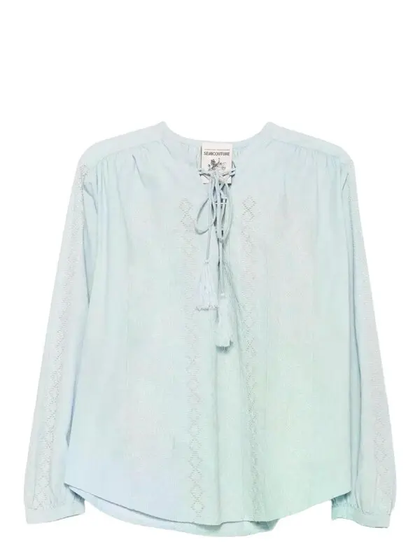 SEMICOUTURE Zillah Embroidered Blouse - Blue