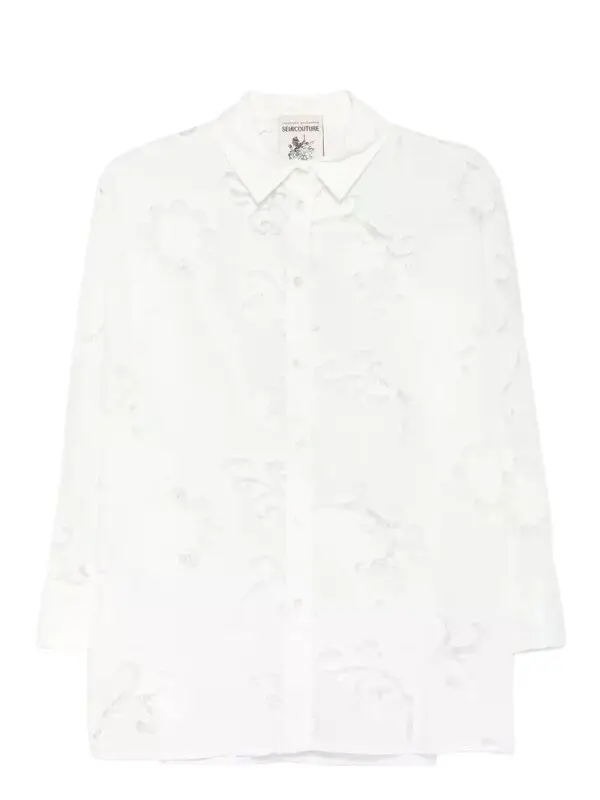 SEMICOUTURE Floral-embroidered Shirt - White