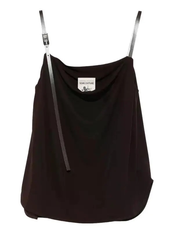 SEMICOUTURE Kayly Buckle-strap Top - Brown