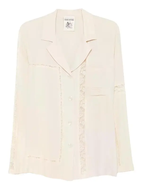 SEMICOUTURE Aida Lace-trim Shirt - Neutrals