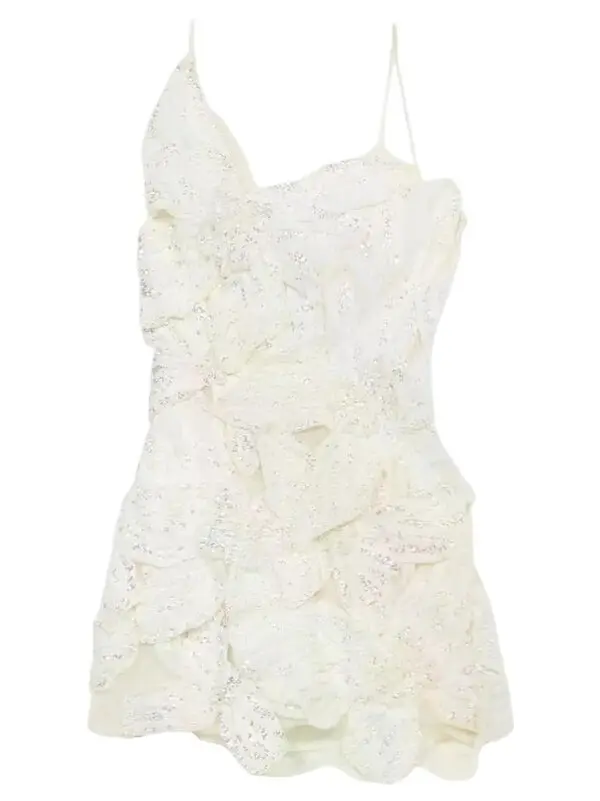 Blumarine Butterfly-embroidered Mini Dress - Neutrals