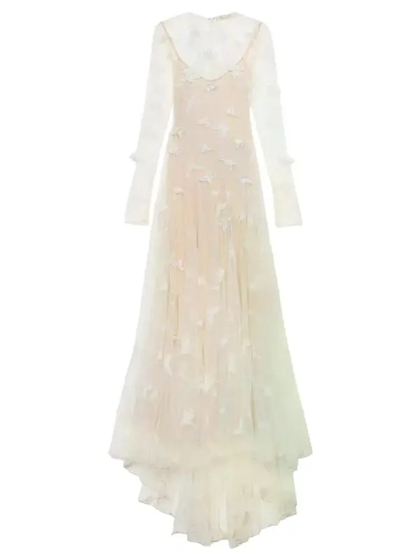 Blumarine Butterfly-appliqué Maxi Dress - Neutrals