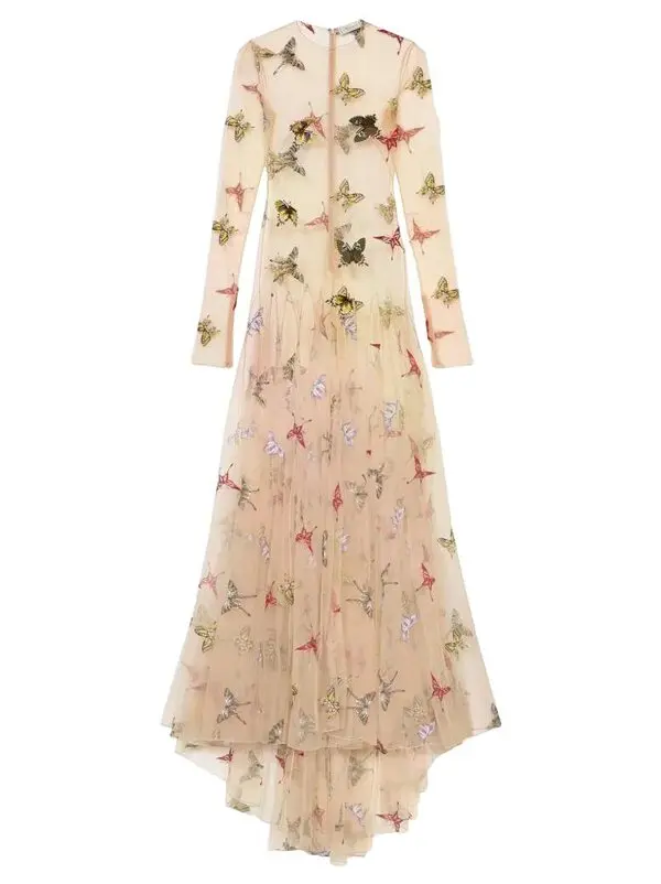 Blumarine Butterfly-embroidered Maxi Dress - Neutrals