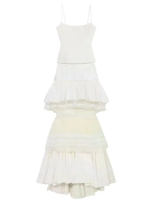 Blumarine Butterfly-appliqué Pleated Maxi Dress - White