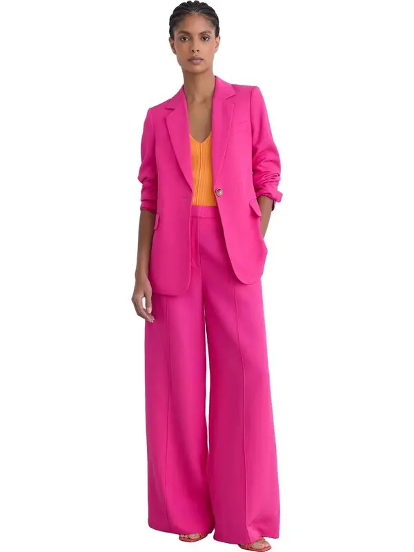REISS Charli Petite Linen Suit Blazer - Pink