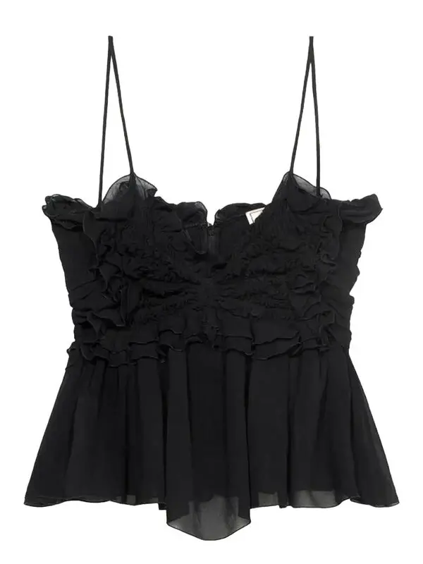 Blumarine Georgette Ruffled Top - Black
