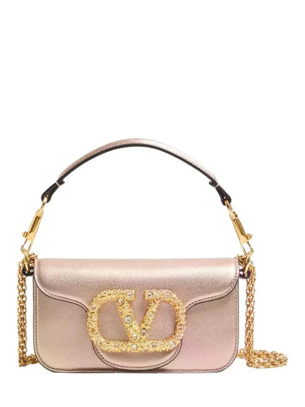 Valentino Garavani Locò Small Shoulder Bag With Jewel Logo - Pink