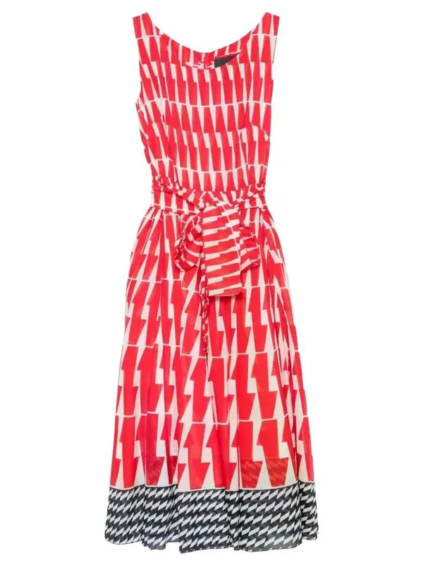Samantha Sung Aster Geometric-print Midi Dress - Red