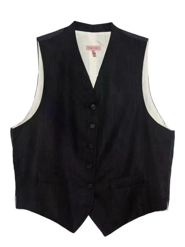 ROMEO GIGLI 1990s Pinstripe Waistcoat - Black