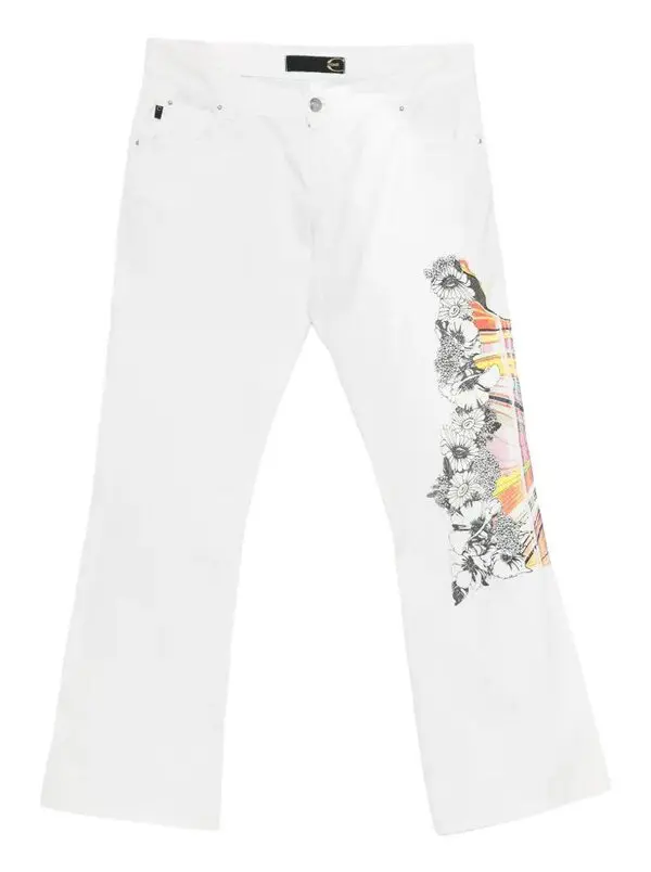 Roberto Cavalli 2000s Floral-print Trousers - White
