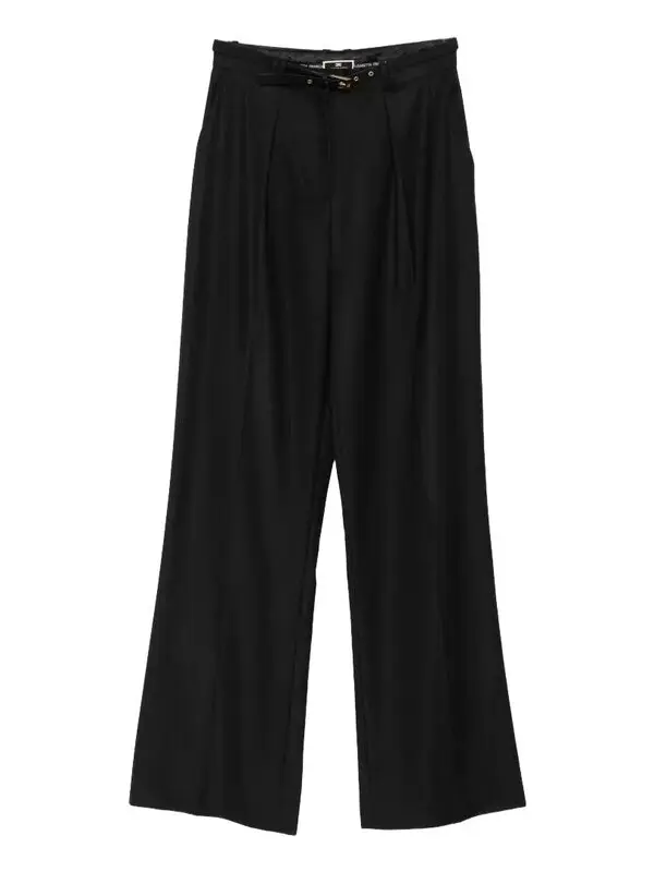 Elisabetta Franchi Belted Pleated Trousers - Black