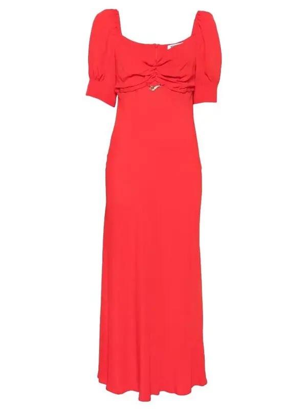 Vivetta Gathered Puff-sleeve Midi Dress - Red
