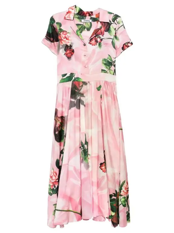 Vivetta Floral-print Pleated Dress - Pink