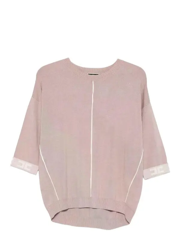 Elisabetta Franchi Logo-cuff Piped Sweater - Pink
