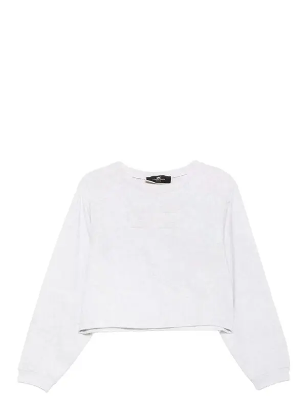 Elisabetta Franchi Logo-embroidered Cropped Sweater - Grey