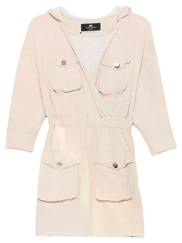 Elisabetta Franchi Hooded Wrap-style Mini Dress - Neutrals